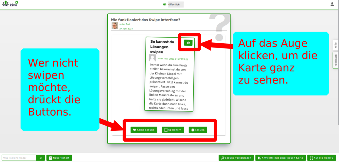 So funktioniert das neue Swipe Interface - we:kiwi